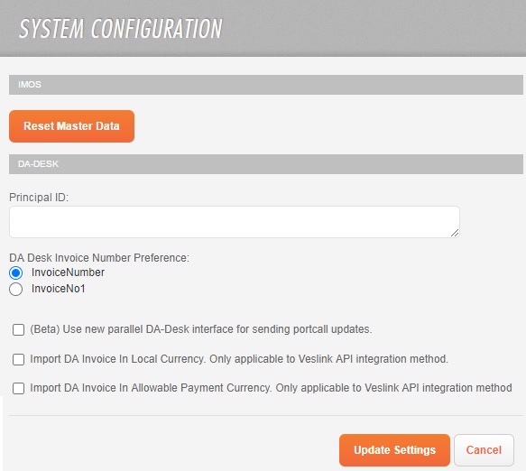 Veslink - System Configuration